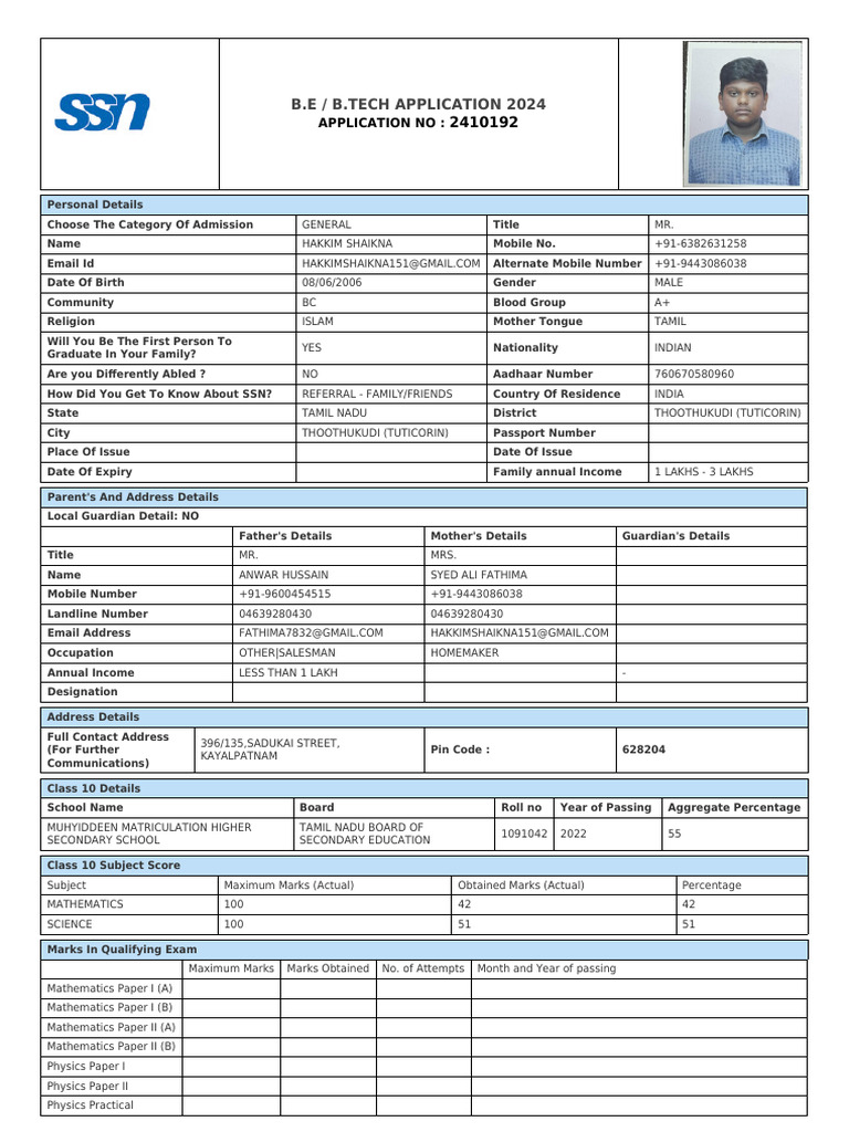 Application Form 2410192 | PDF