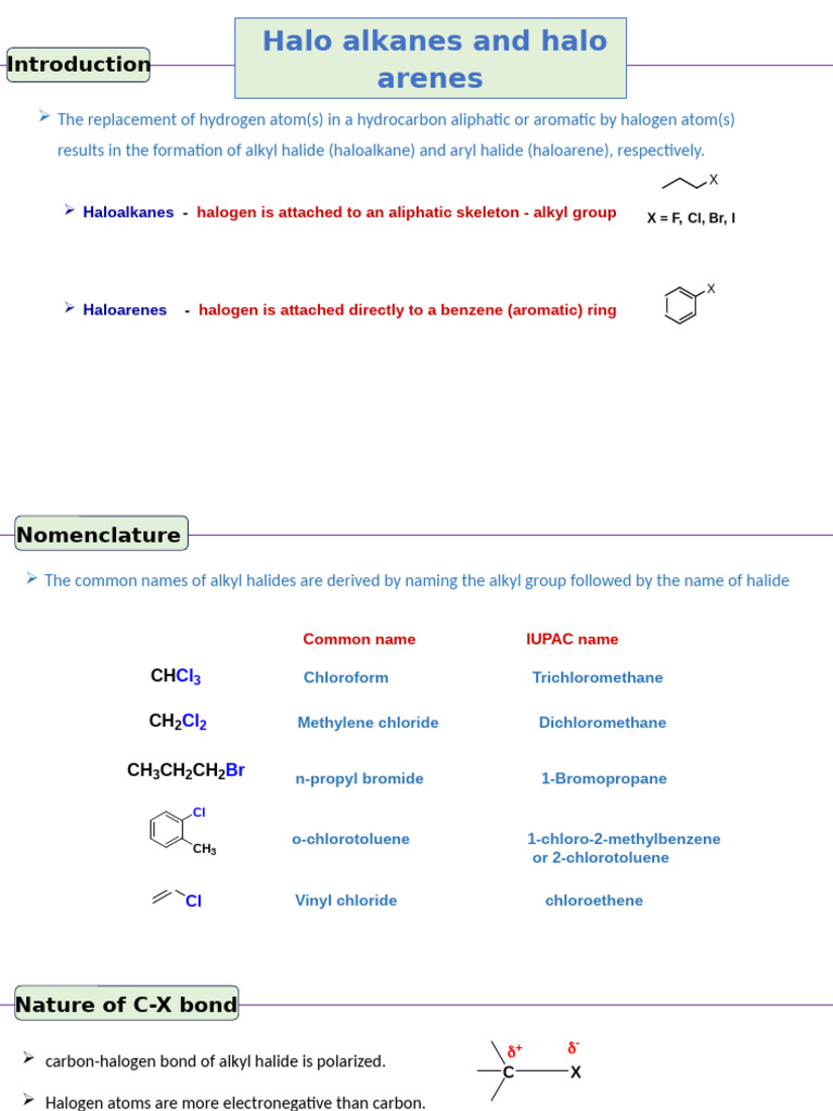 Halo Alkanes and Halo Arenes | PDF | Organic Chemistry | Chemistry