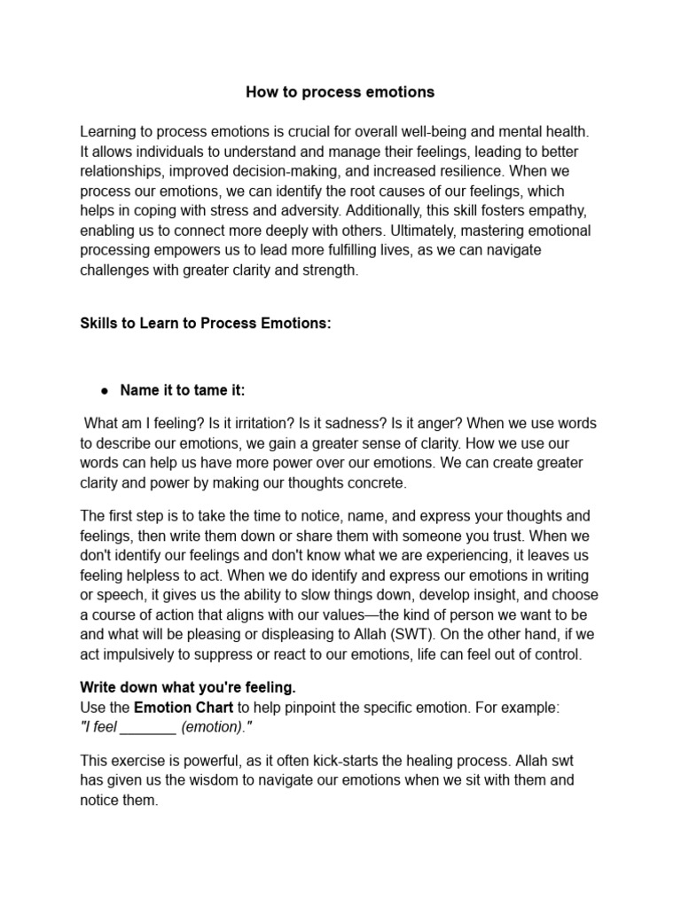 How To Process Emotions (Skills) | PDF | Anxiety | Feeling