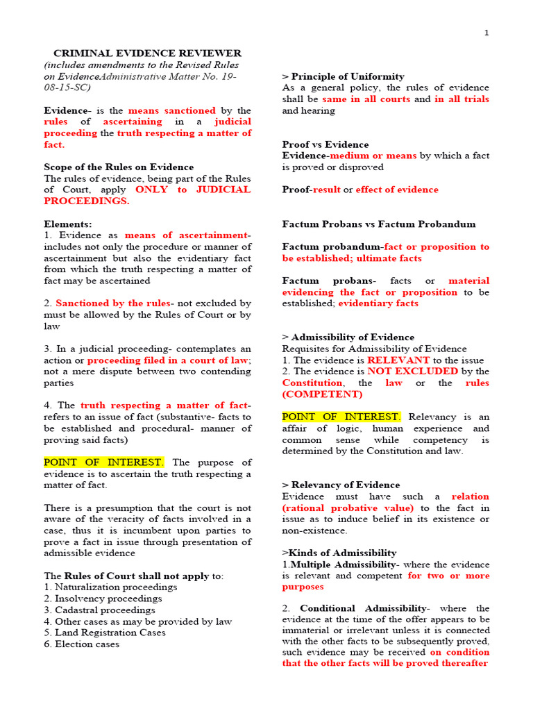 Criminal Evidence 1 | PDF | Evidence (Law) | Evidence
