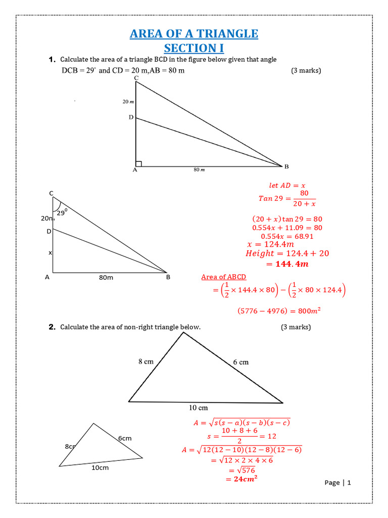 2.10 Area of A Triangle MS | PDF | Area | Triangle