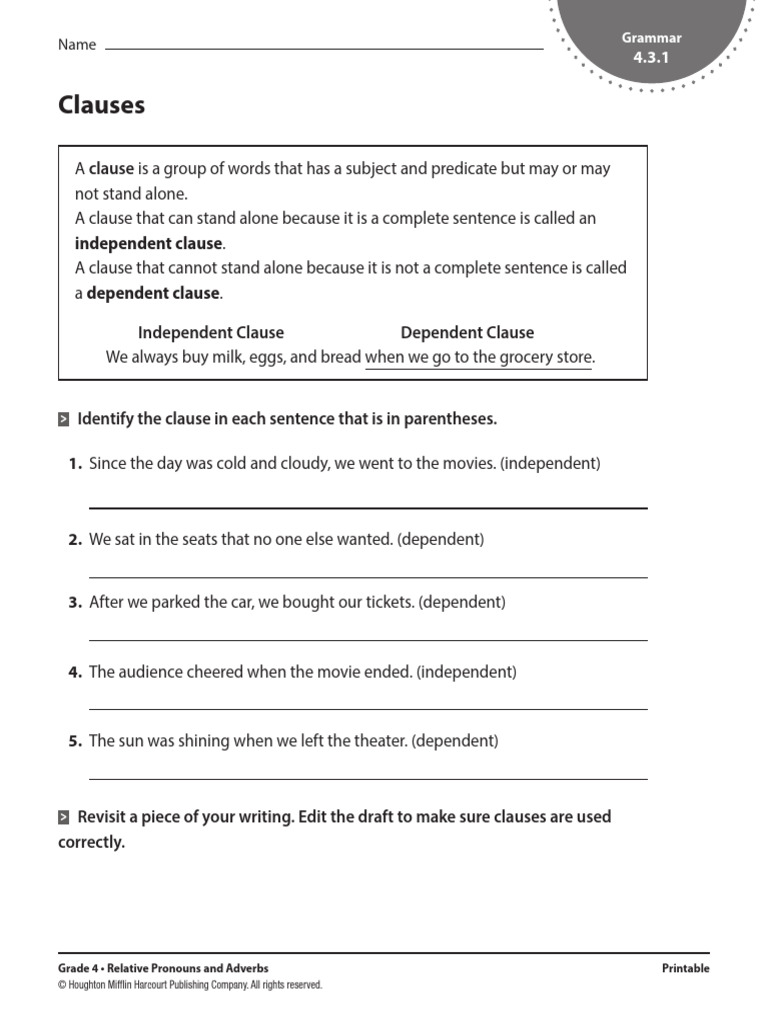 Grammar 4.3 - Relative Pronouns and Adverbs - 3 Worksheets | PDF ...