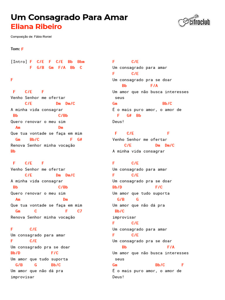 Cifra Club - Eliana Ribeiro - Um Consagrado para Amar | PDF | Conceitos ...
