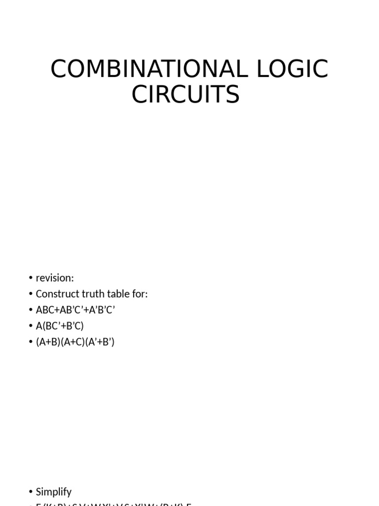 Combinational Logic Circuits Overview | PDF | Logic Gate | Electronic Circuits