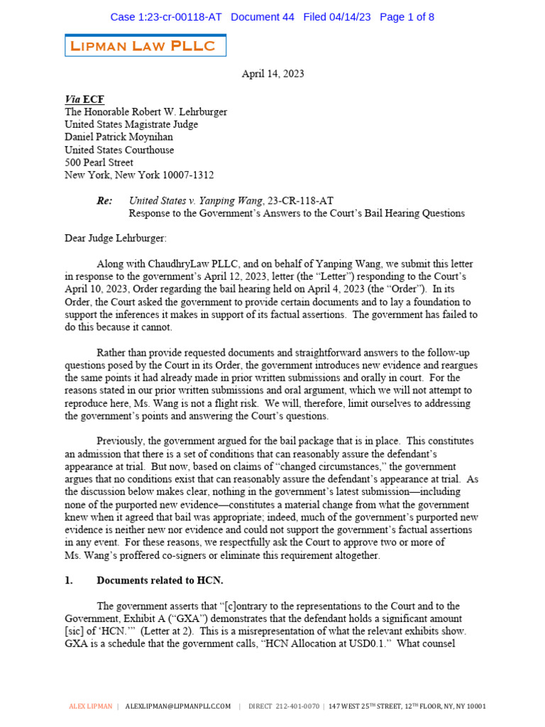 Case 23 - CR - 00118 Doc 0044 | PDF | Bail | Trials