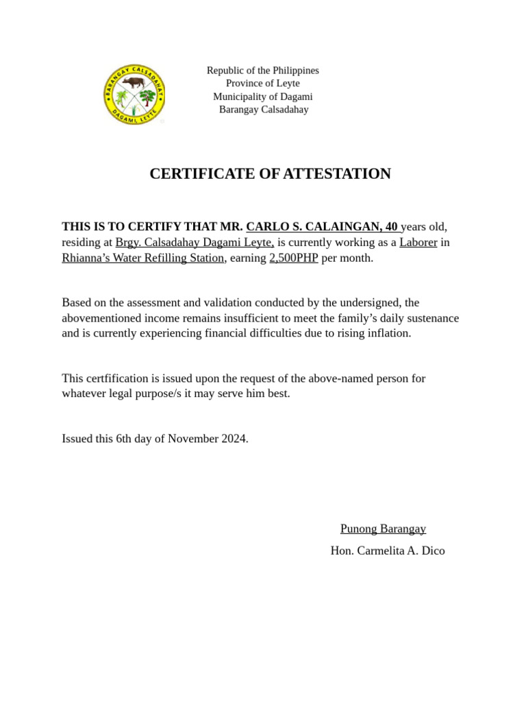 Certificate of Attestation | PDF