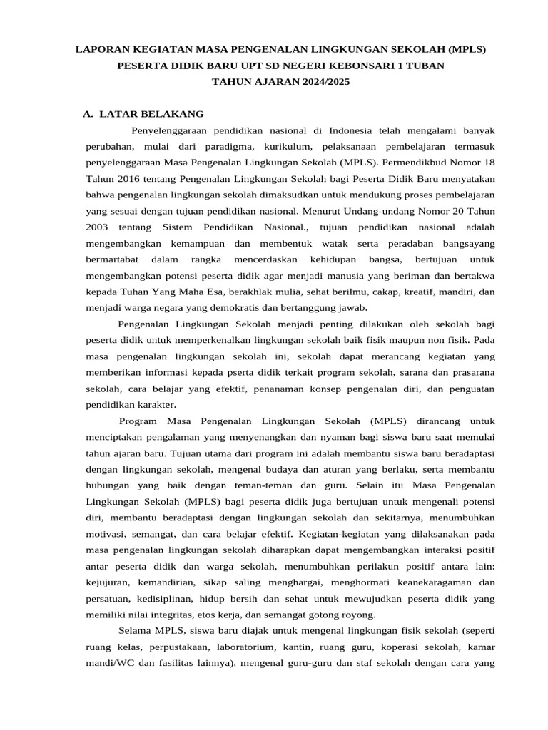 Laporan MPLS Jadi 2024-2025 New | PDF | Kajian Bahasa Asing