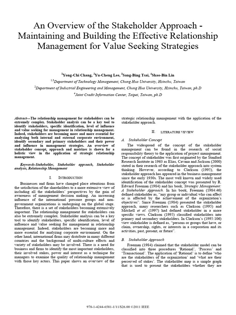 An Overview of The Stakeholder Approach - Maintaining and Building The ...