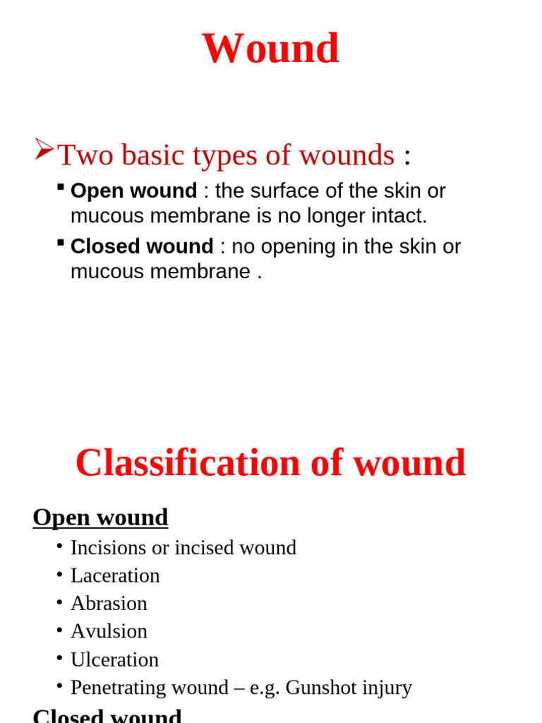 Wound Classification and Types Overview | PDF | Wound | Skin