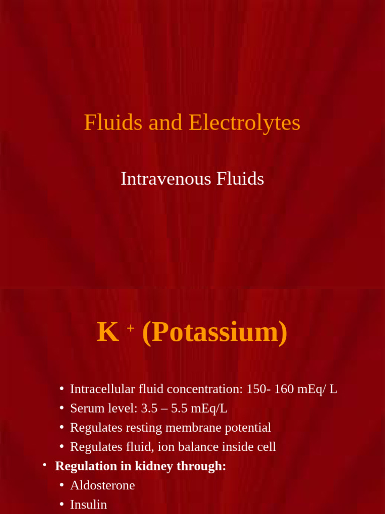 Intravenous Fluids NTH | PDF | Saline (Medicine) | Potassium