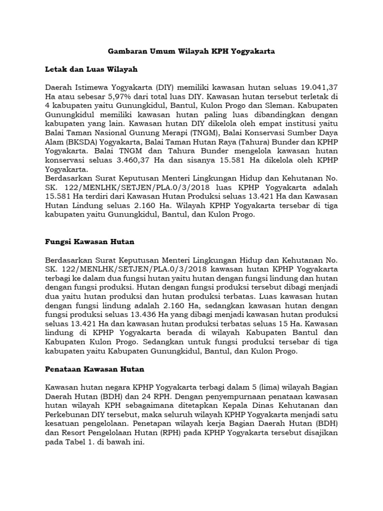 Gambaran Umum Wilayah KPH Yogyakarta | PDF