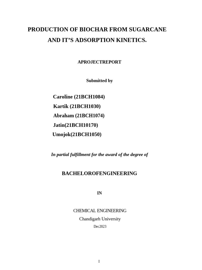 Final Project Report | PDF | Adsorption | Pyrolysis Final Project Report | PDF | Adsorption | Pyrolysis