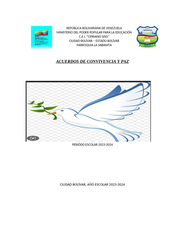 Acuerdos de Convivencia Paz 2023 | PDF | Enseñando | Institución