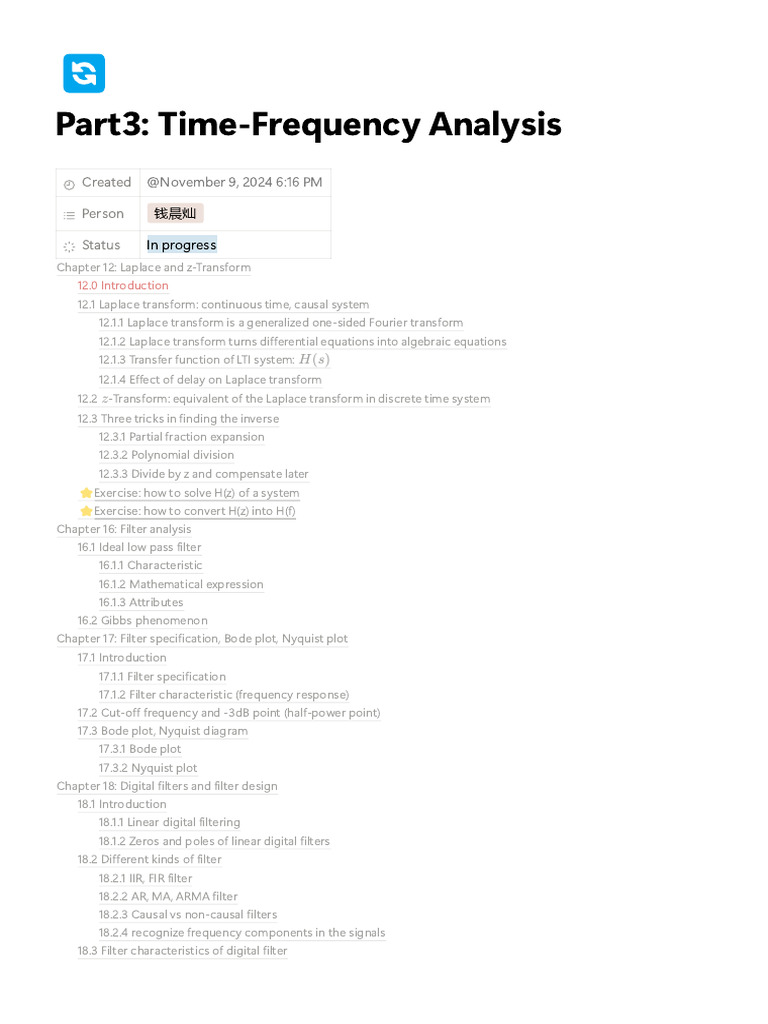 Part3 - Z-Transform, Filter Analysis, Time-Frequency Analysis | PDF ...