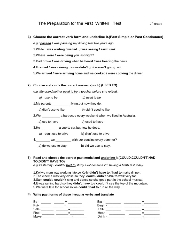 The Preparation For The First Written Test 7th Grade | PDF | Linguistics