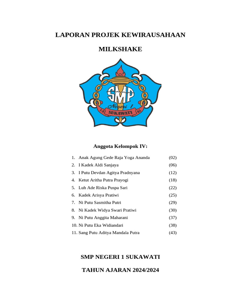 Laporan Projek Kewirausahaan Milkshake | PDF