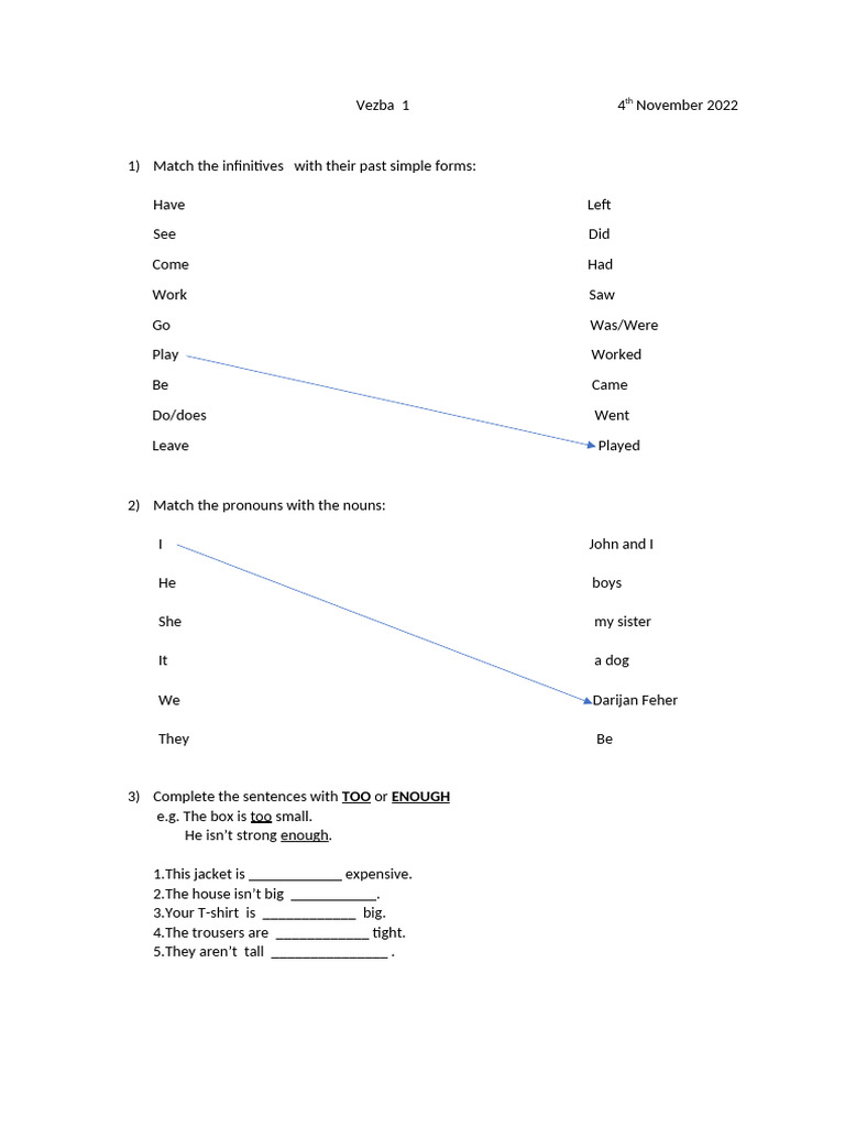 English Grammar Exercises for Beginners | PDF