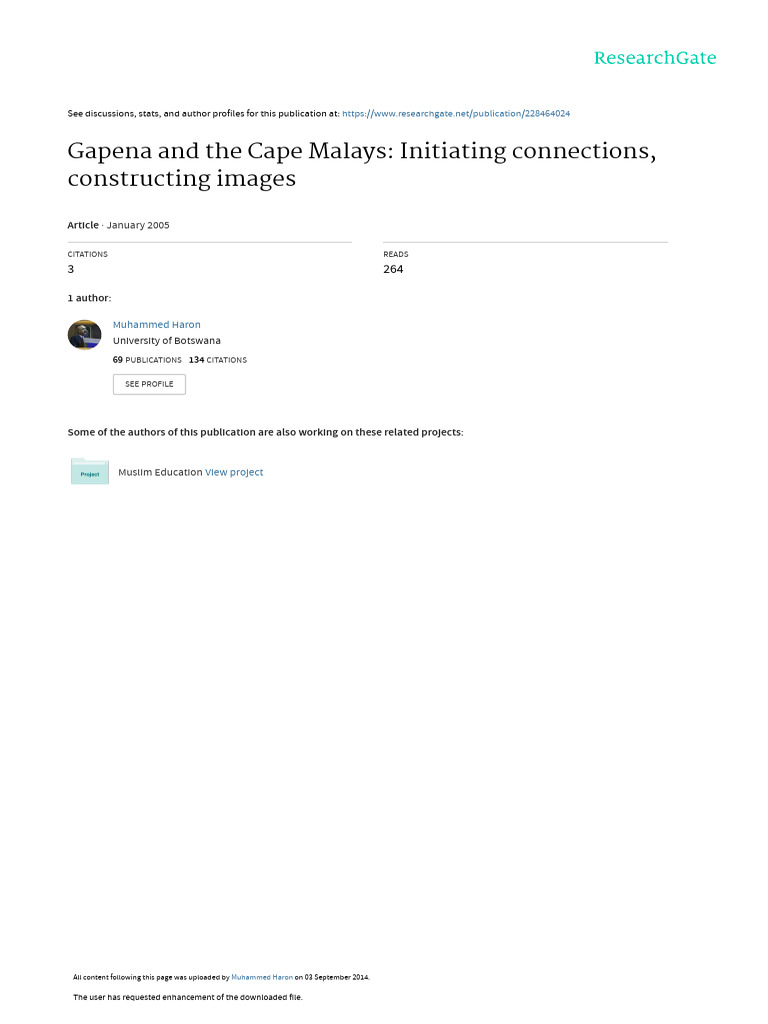 Gapena and The Cape Malays Initiating Connections | PDF | Malaysia ...