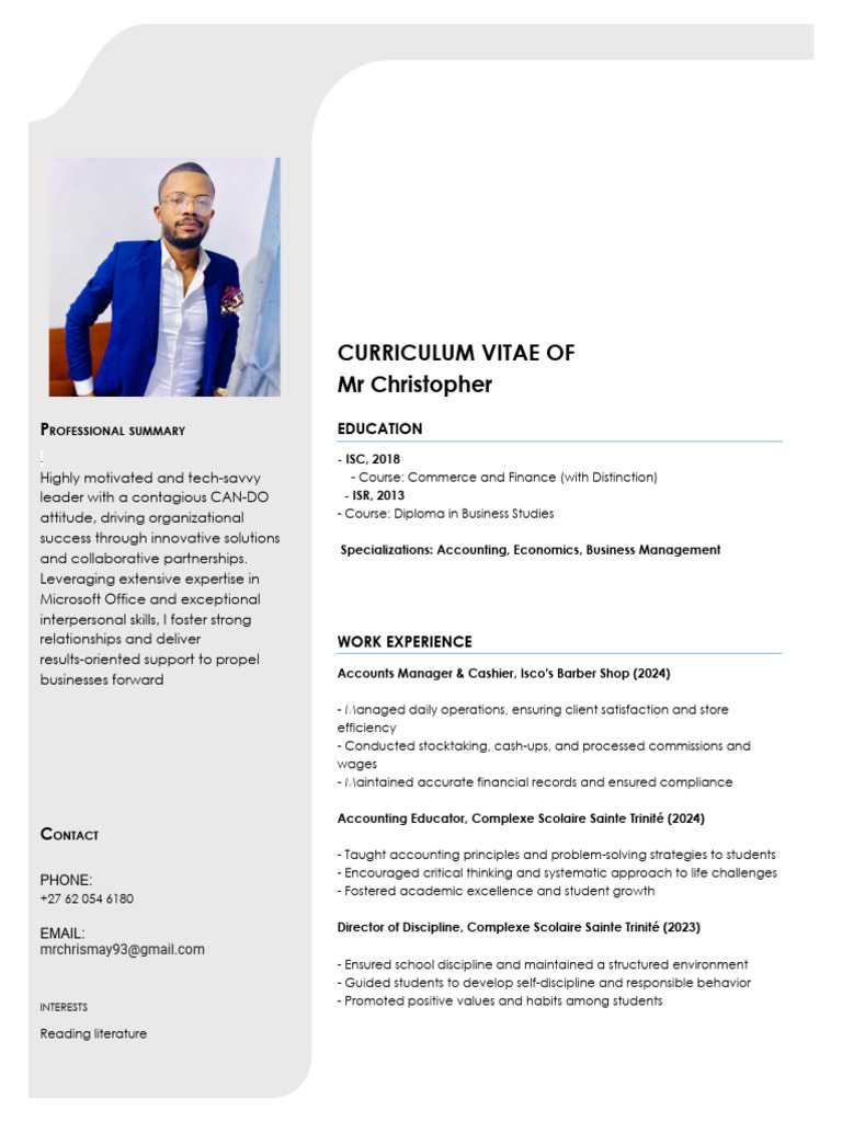 CV of MR Musangu - Docx 2 | PDF | Disciplines | Skill