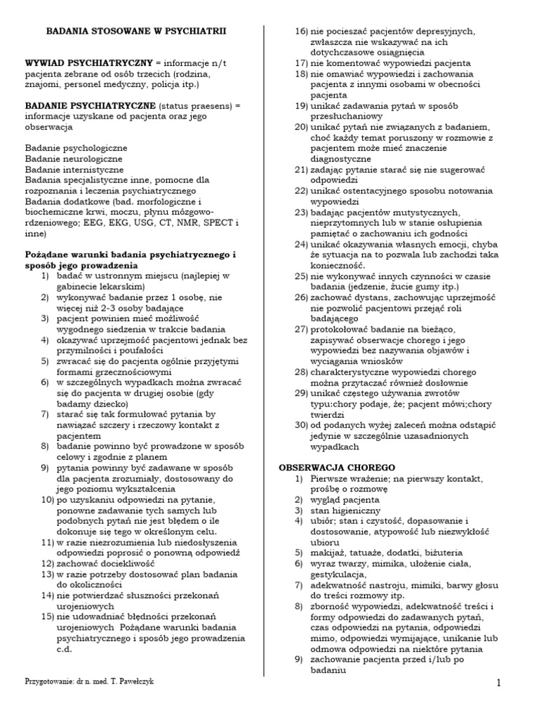 Wywiad Diagnostyczny | PDF