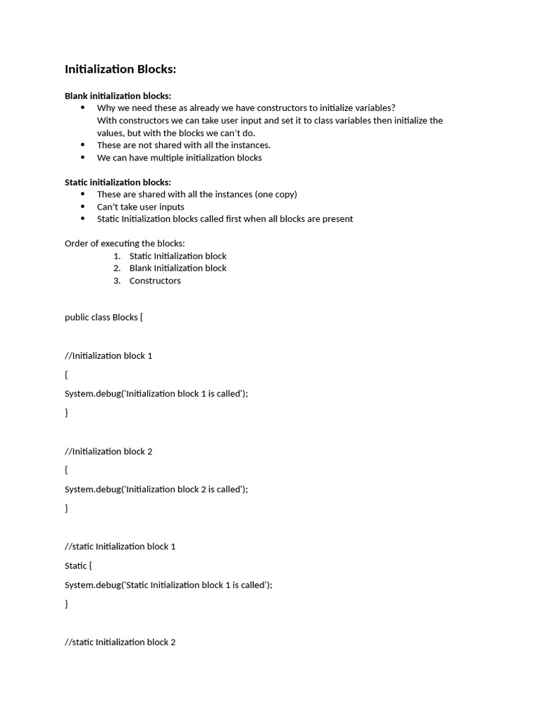 Initialization Blocks And Inner Class Pdf Constructor Object Oriented Programming 3709