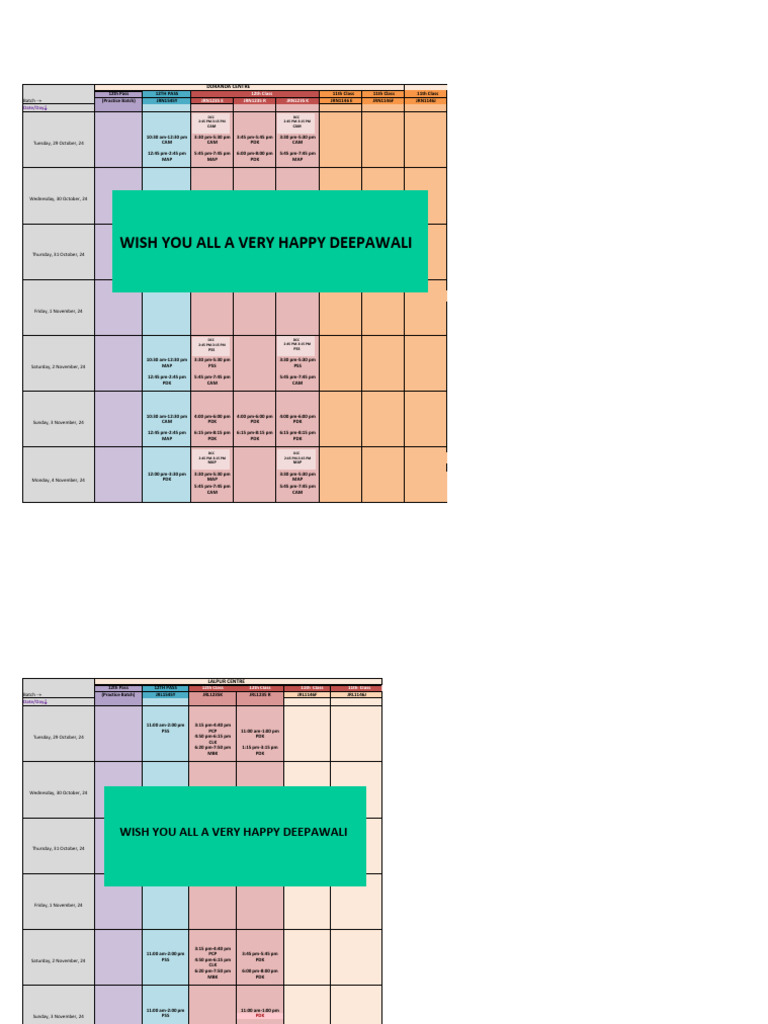 12th Class Schedule and Batches | PDF