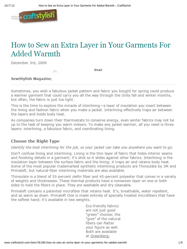 How To Sew An Extra Layer in Your Garments For Added Warmth ...