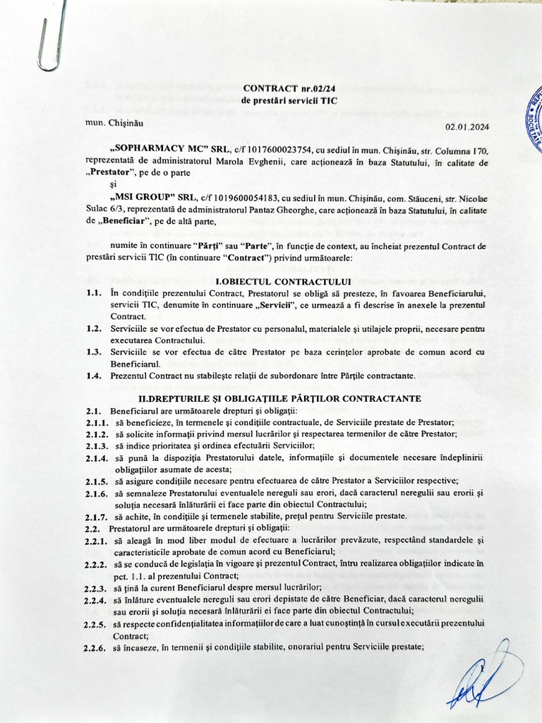 Contract Msi Sopharma Servicii It - 1 | PDF