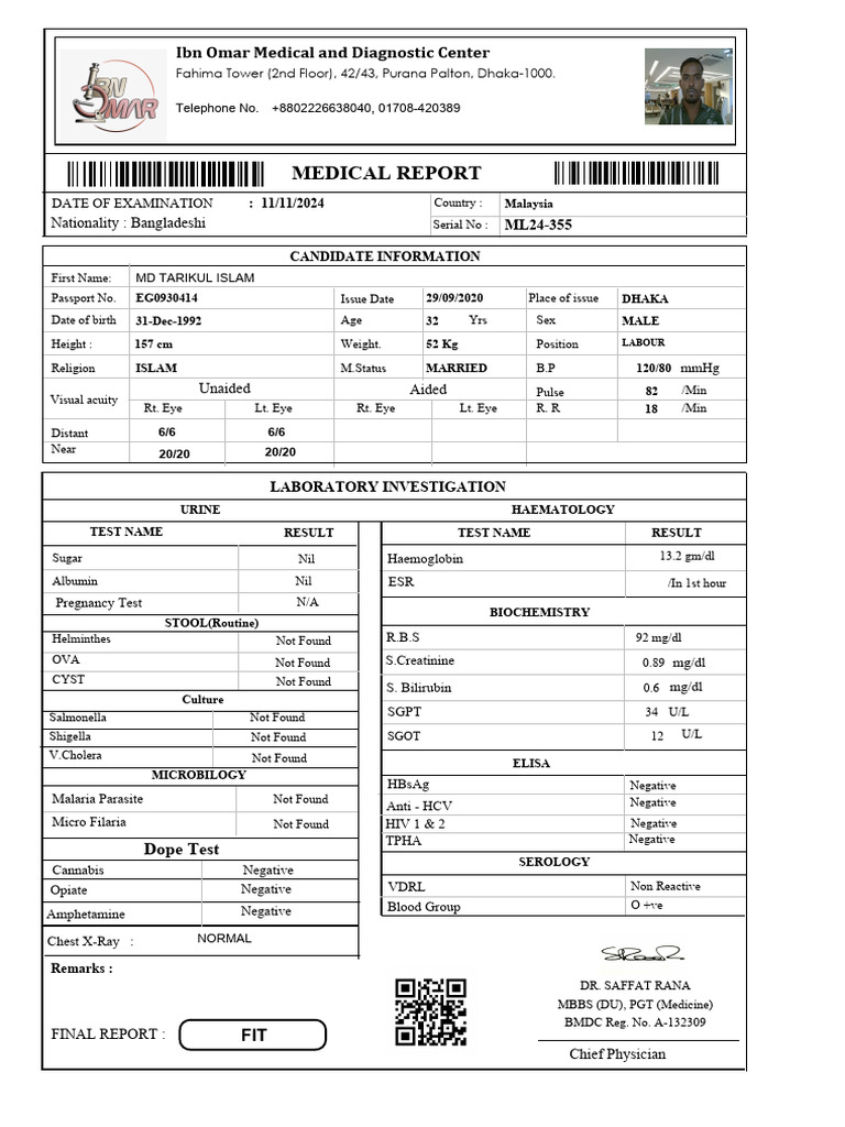 Eg0930414 - Fit Card | PDF | Diseases And Disorders | Medicine