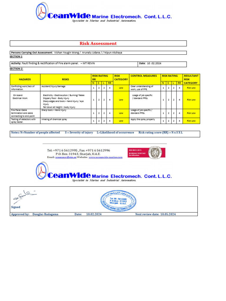 Risk Assessment - Revin | PDF | Personal Protective Equipment | Risk