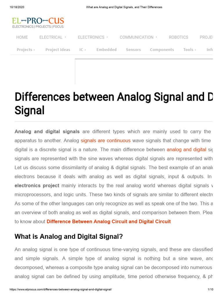 Analog vs Digital Signals Explained | PDF | Digital Signal | Distortion