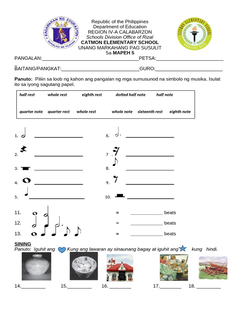 grade 5 mapeh exams | PDF