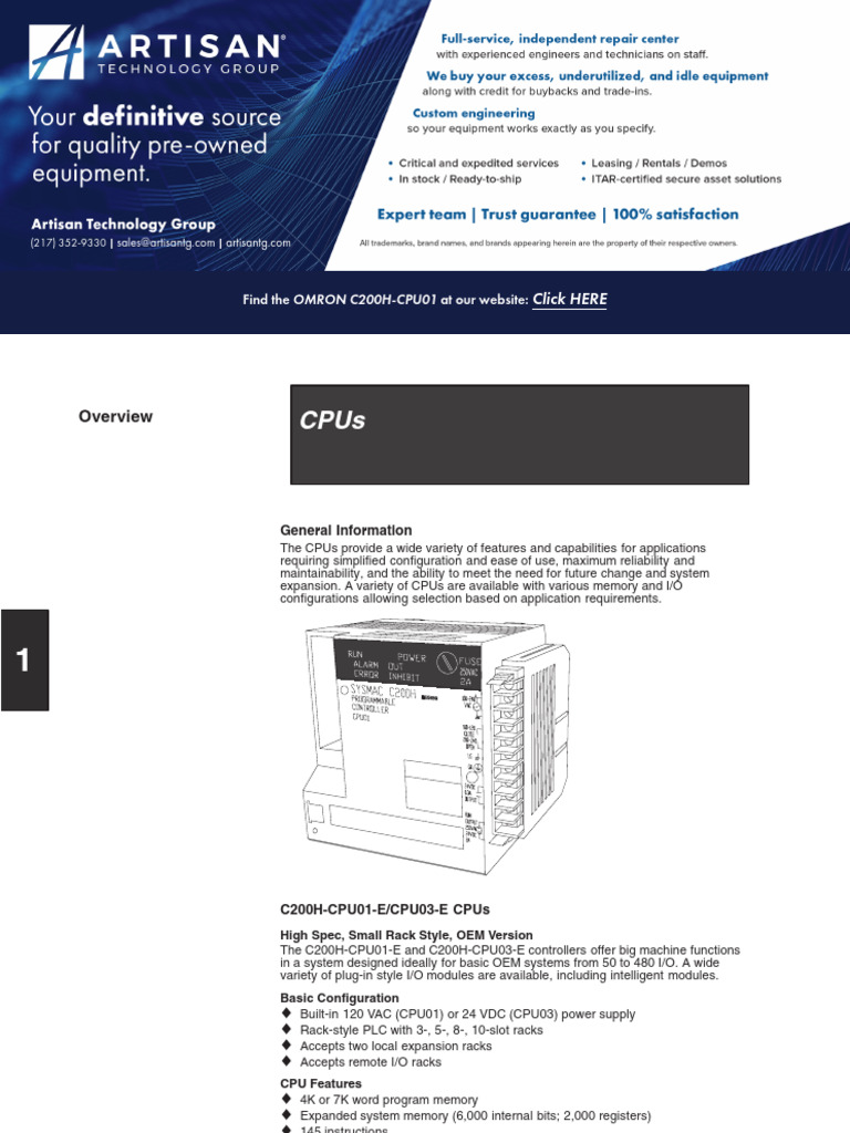 Omron c200h Cpu (Ingles) | PDF | Programmable Logic Controller ...