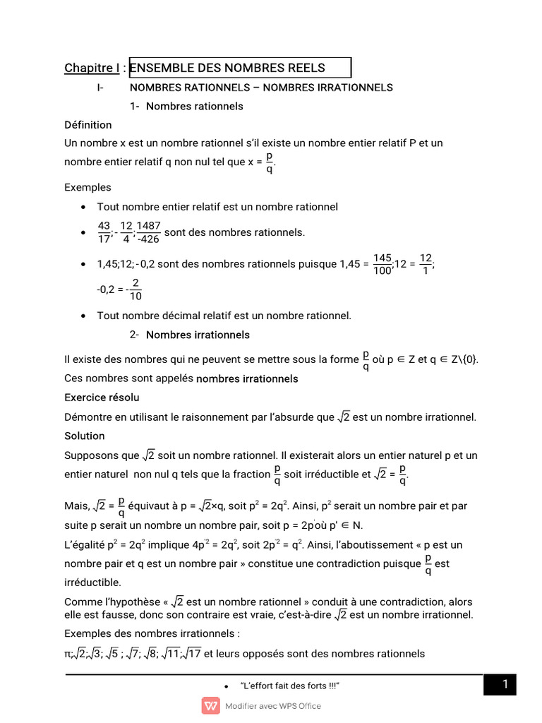 Nombres Rationnels et Irrationnels | PDF