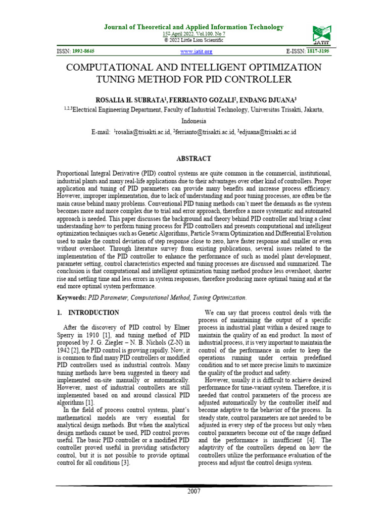 Pid Controller Pdf Control Theory Genetic Algorithm