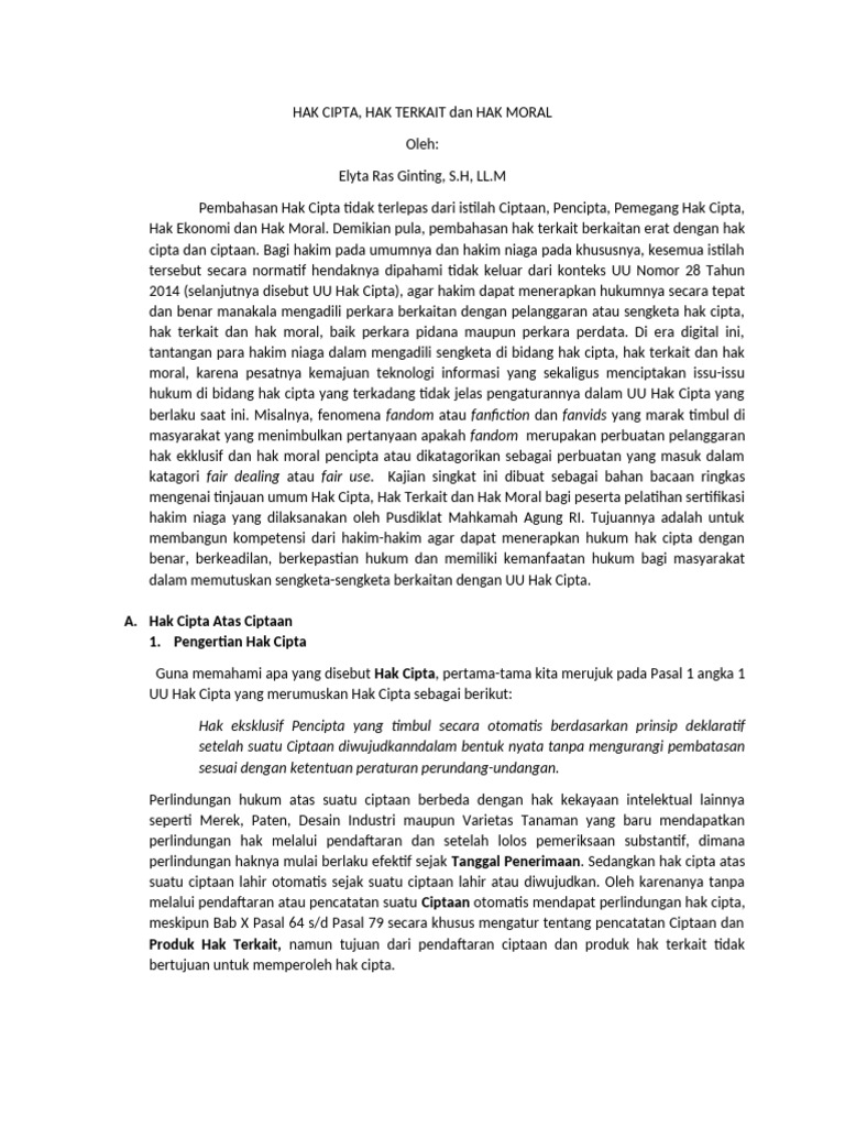 Hak Cipta Dan Hak Terkait | PDF | Politik | Ilmu Sosial