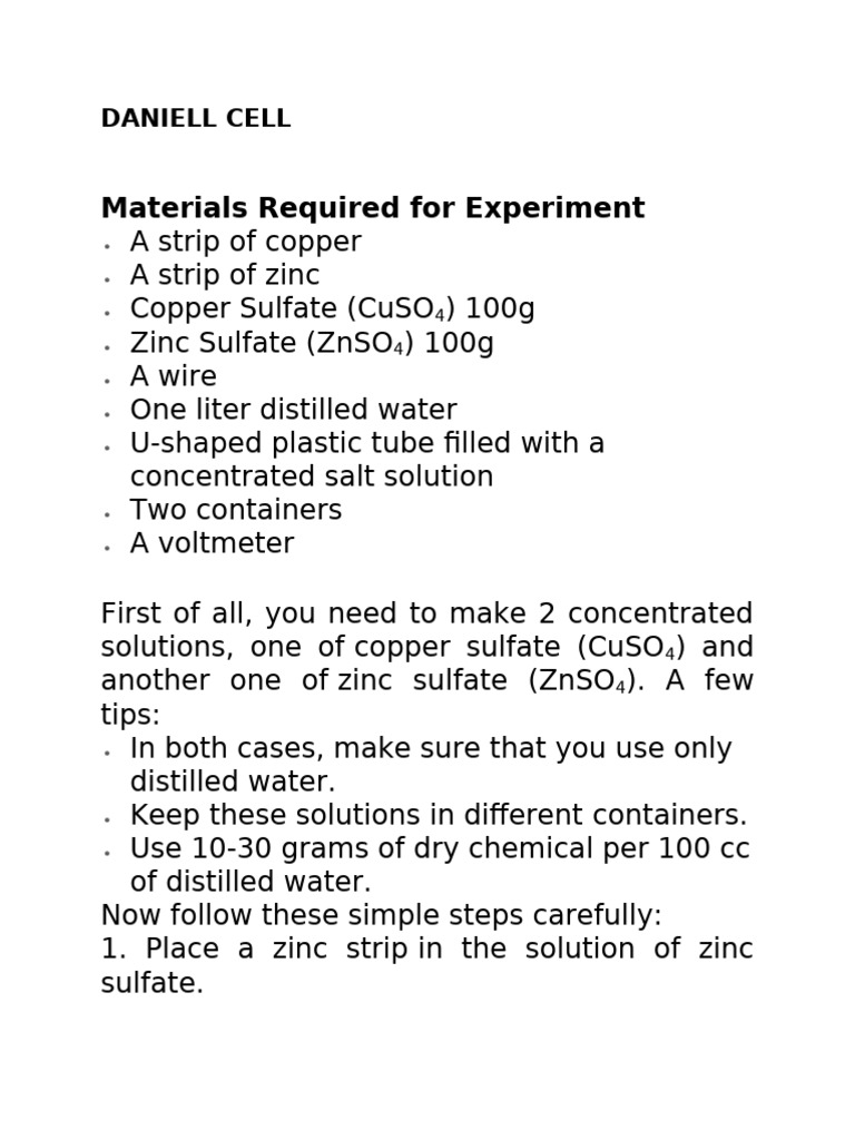 Daniell Cell | PDF | Anode | Salt (Chemistry)