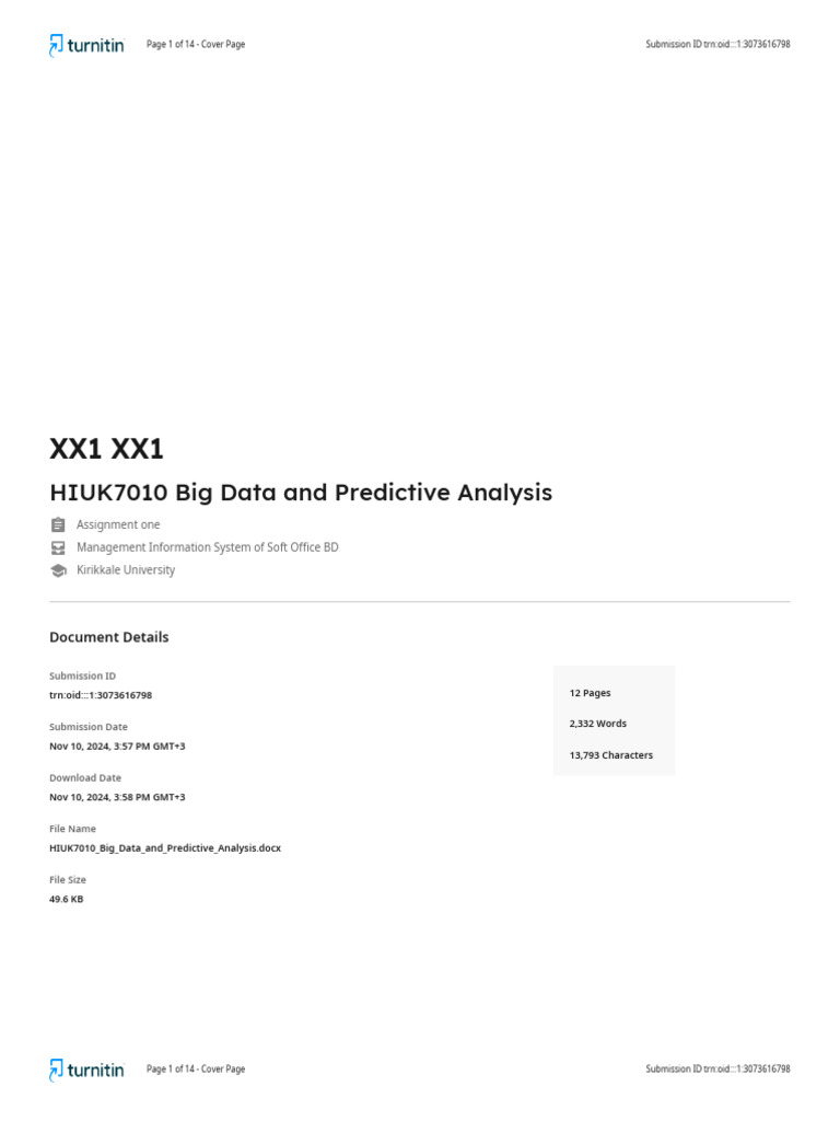 HIUK7010 Big Data and Predictive Analysis | PDF | Analytics | Artificial Intelligence