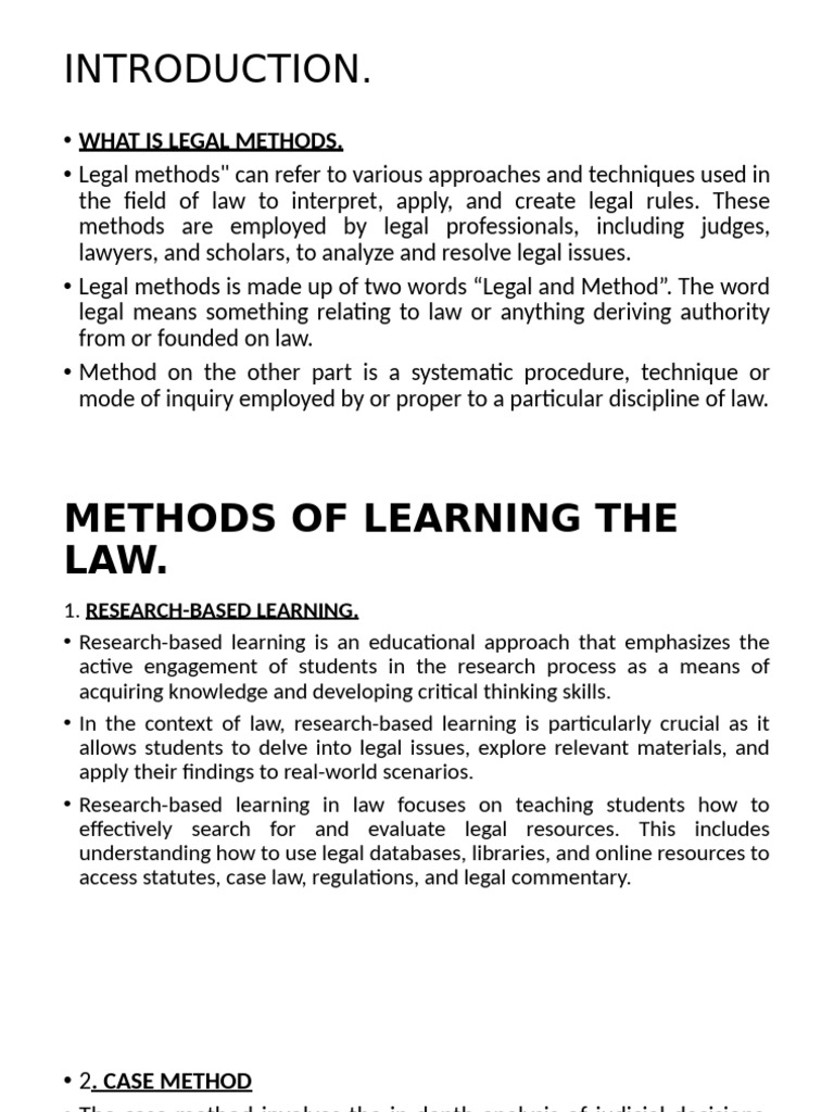 Methods of Learning The Law | PDF | Critical Thinking | Precedent