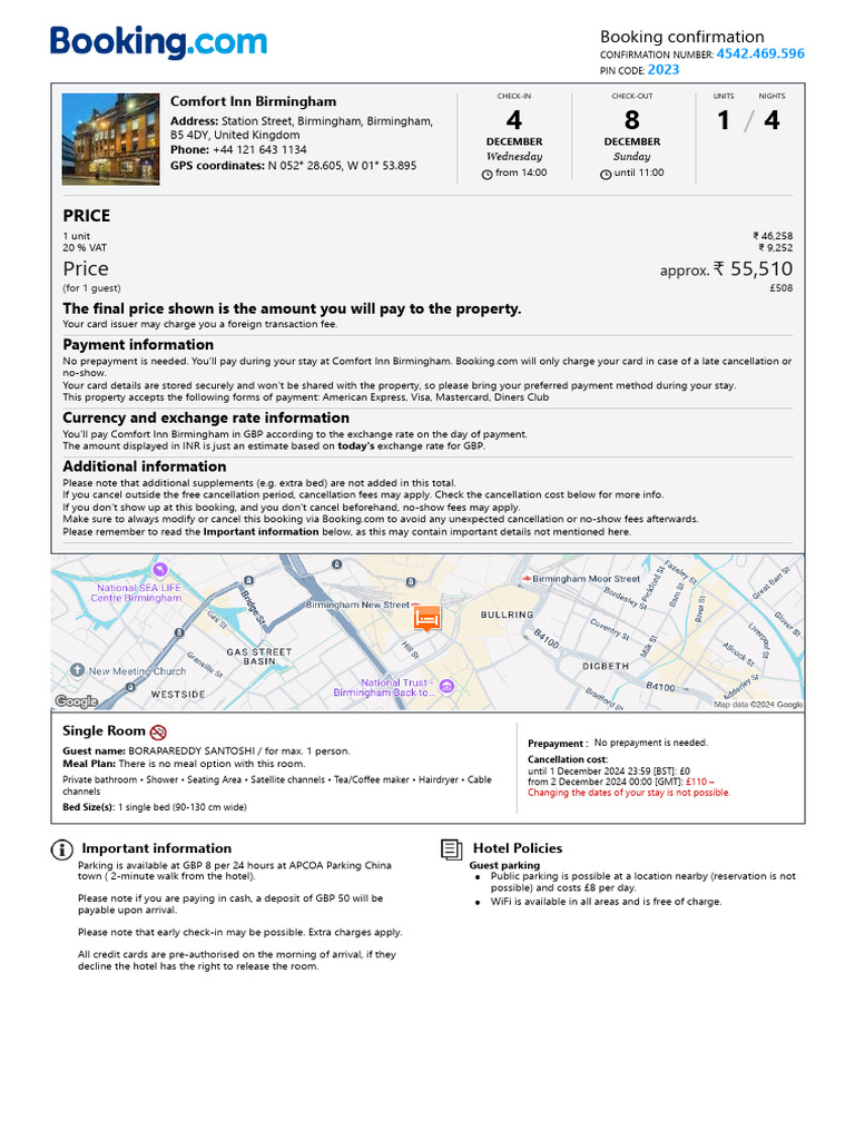 Confirmation B SANTOSHI BIR INGHAM | PDF | Payments | Fee