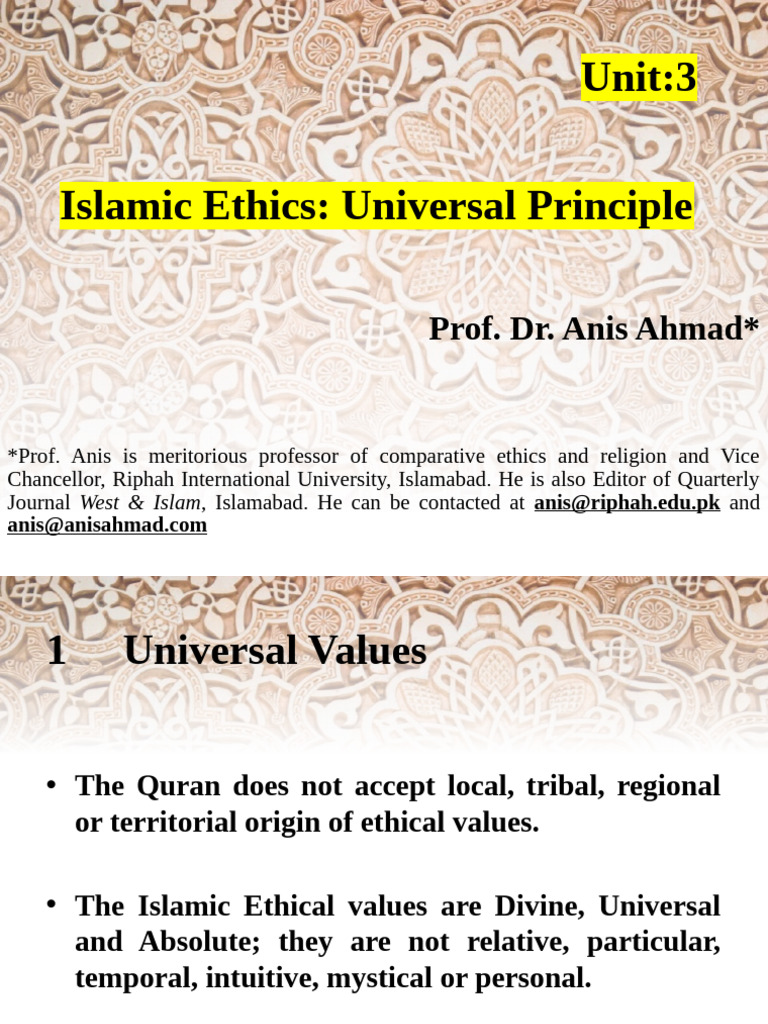 Islamic Ethics: Universal Principles Explained | PDF | Prophets And ...