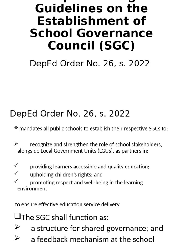 School Governance Council Guidelines | PDF | Governance | Committee