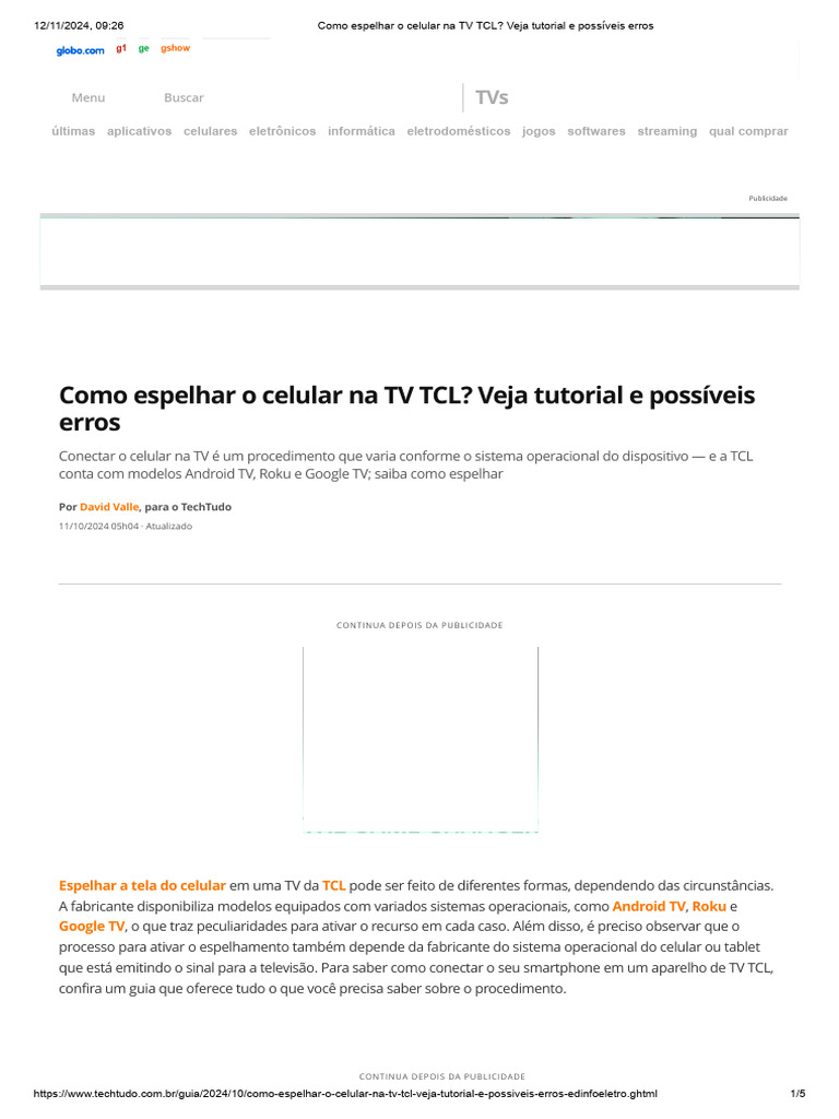 Como Espelhar o Celular Na TV TCL - Veja Tutorial e Possíveis Erros | PDF | Android (sistema ...