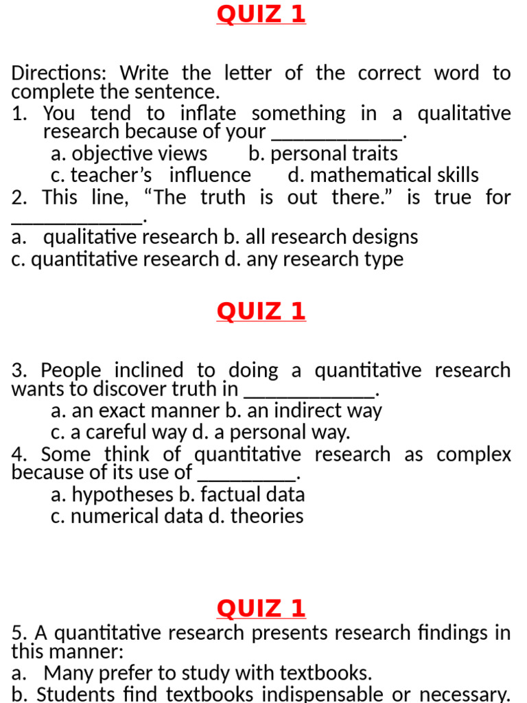 Classification of Quantitative Research | PDF | Experiment ...