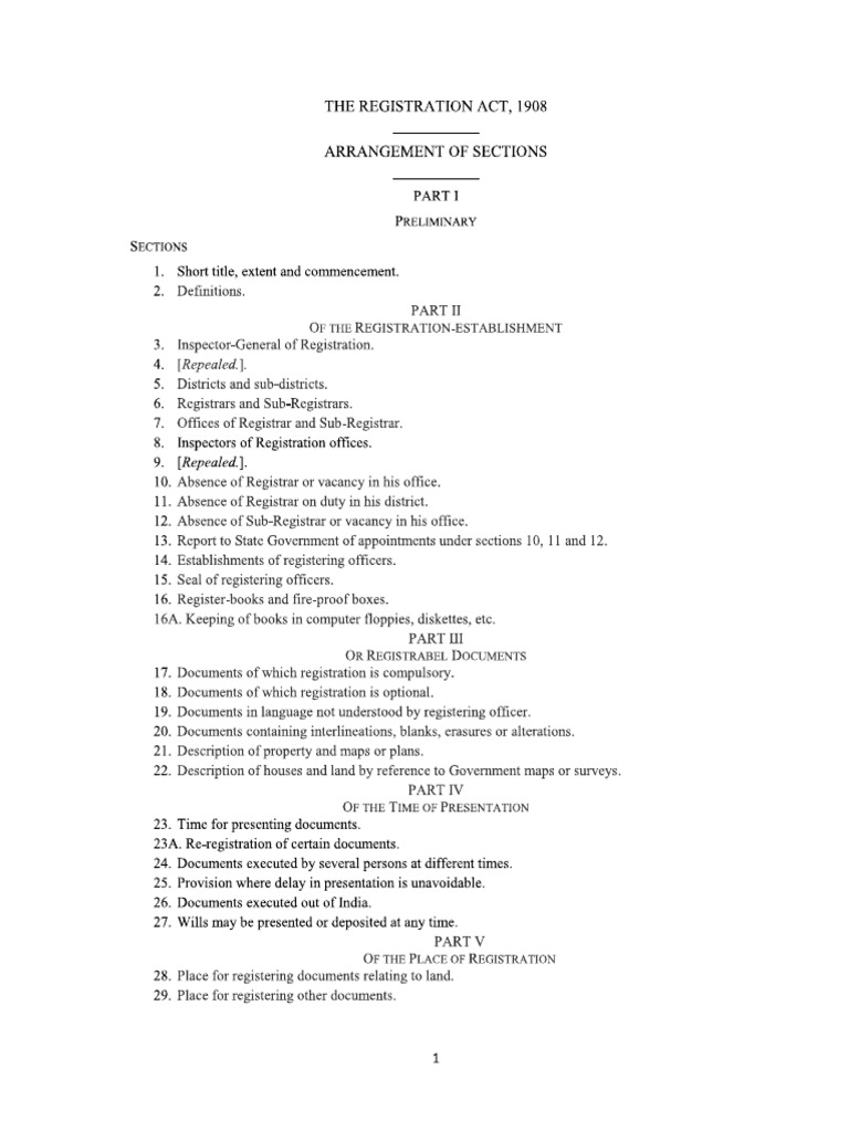 Registration Act 1908 | PDF