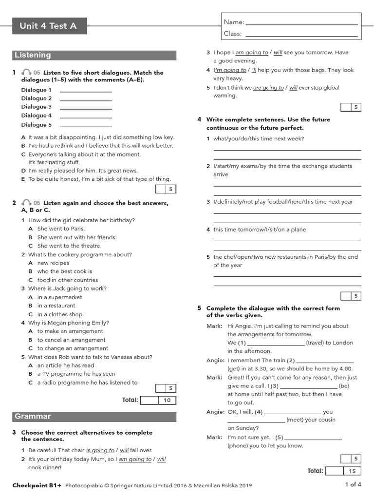 Unit 4 Test A Overview | PDF | Restaurants | Waiting Staff