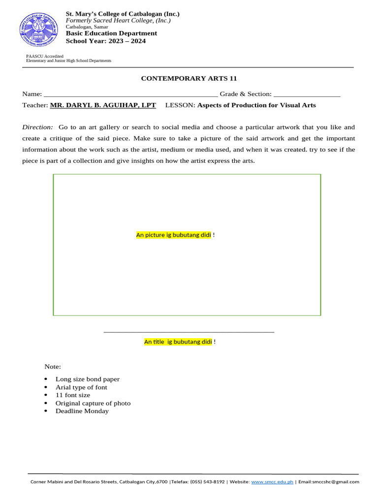 Format Ass..Contemp | PDF | Career & Growth | Art