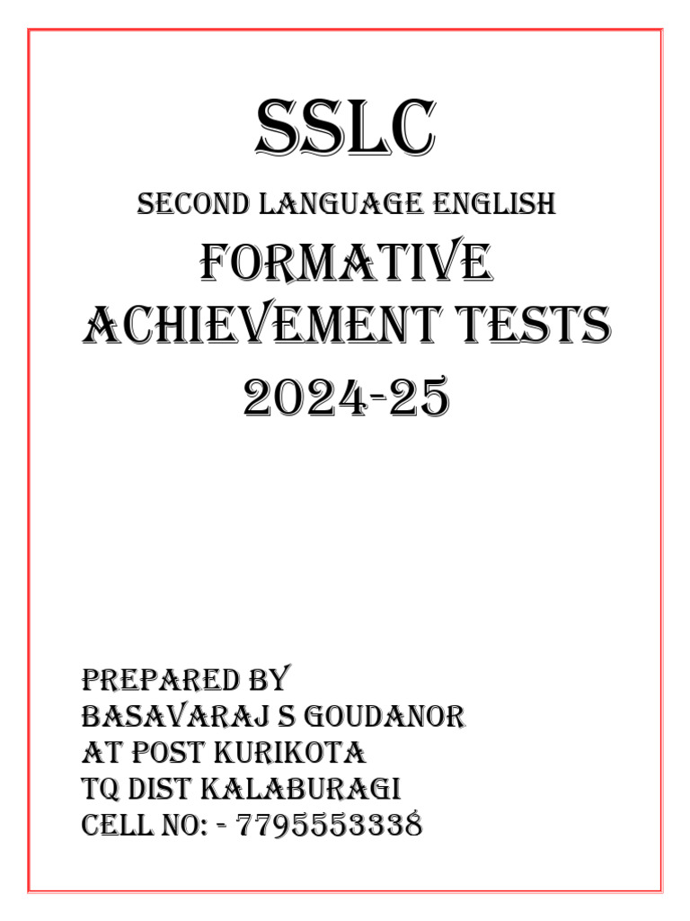 FA TESTS 2025 SSLC | PDF