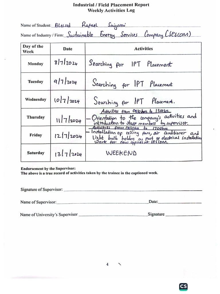 Logbook Sample | PDF