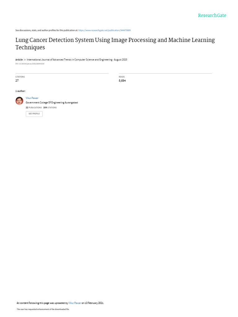 Lung Cancer Detection System Using Image Processin | PDF | Ct Scan ...